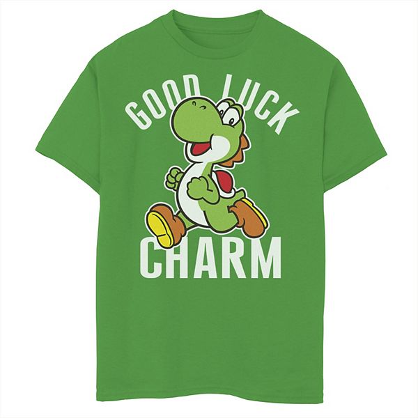 Boys 8-20 Super Mario Yoshi Good Luck Charm Action Pose Graphic Tee