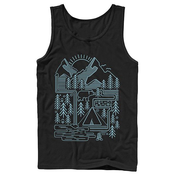 Men's Bear Scene Line Art Tank Top