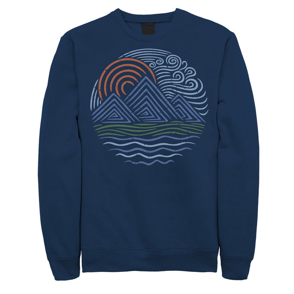 Men's Sunset And Mountain Waves Design Sweatshirt