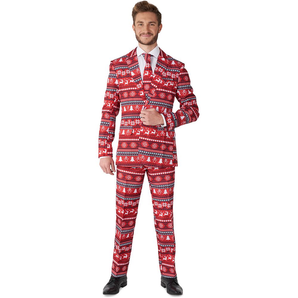 Men's Suitmeister Nordic Pixel Red Christmas Slim-Fit Holiday Novelty ...