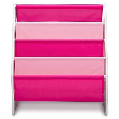 Delta Children Sling Book Rack Bookshelf for Kids White Pink