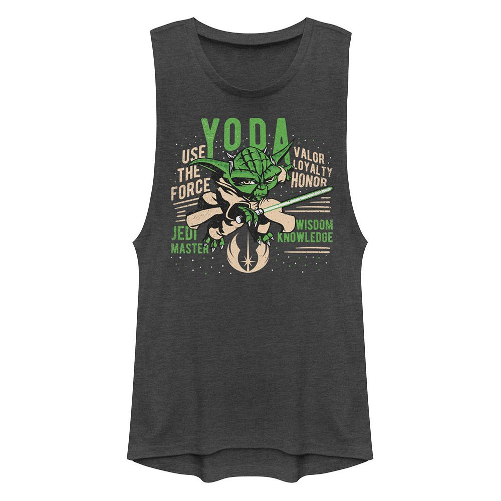 Juniors' Star Wars: The Clone Wars Yoda Jedi Master Muscle Graphic Tank Top