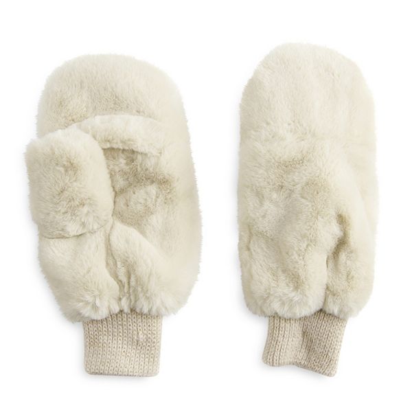 Womens faux fur mittens store