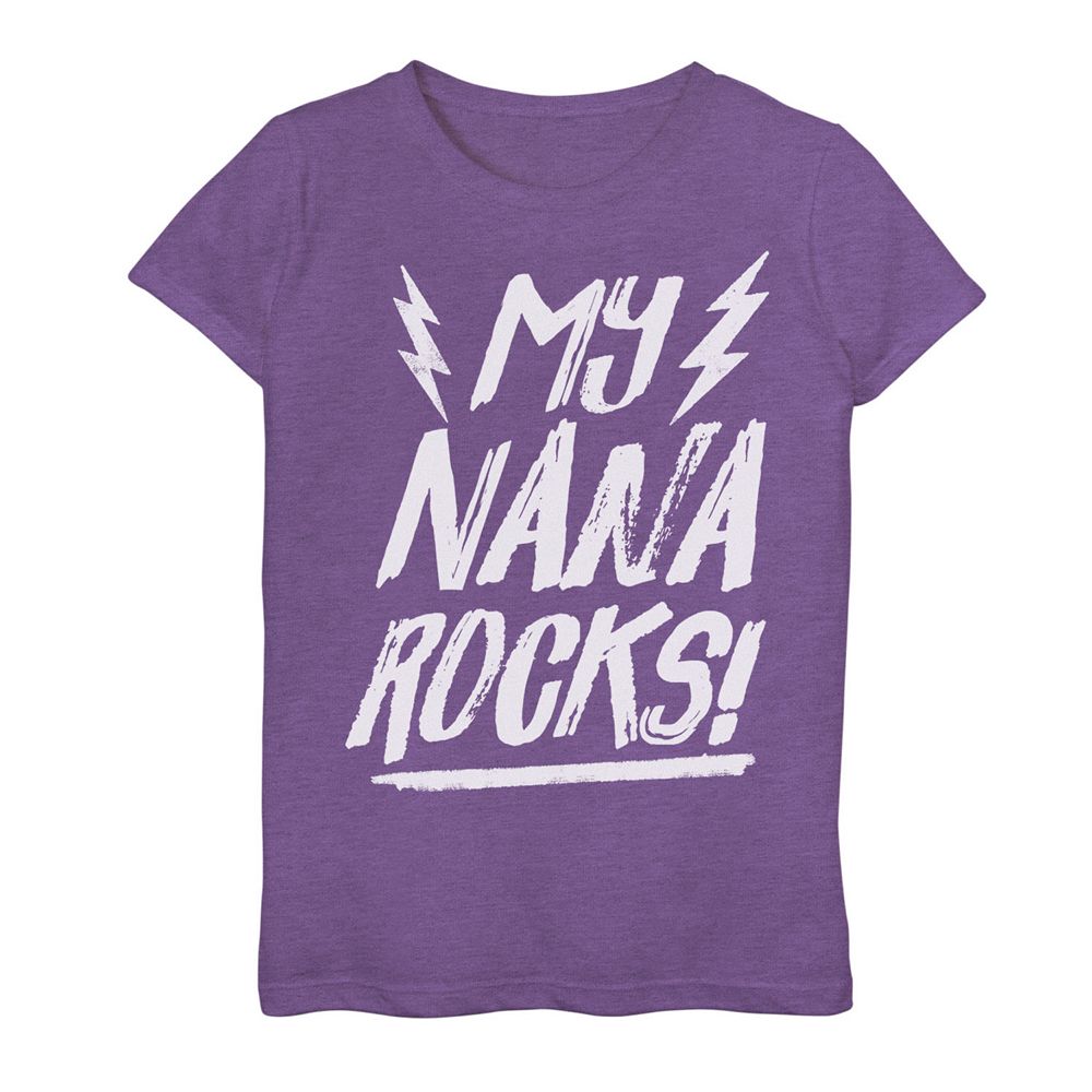 Girls 7-16 My Nana Rocks Lightning Bolt Sketch Graphic Tee