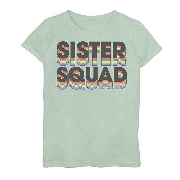 Girls 7-16 Sister Squad Rainbow Dropshadow Graphic Tee