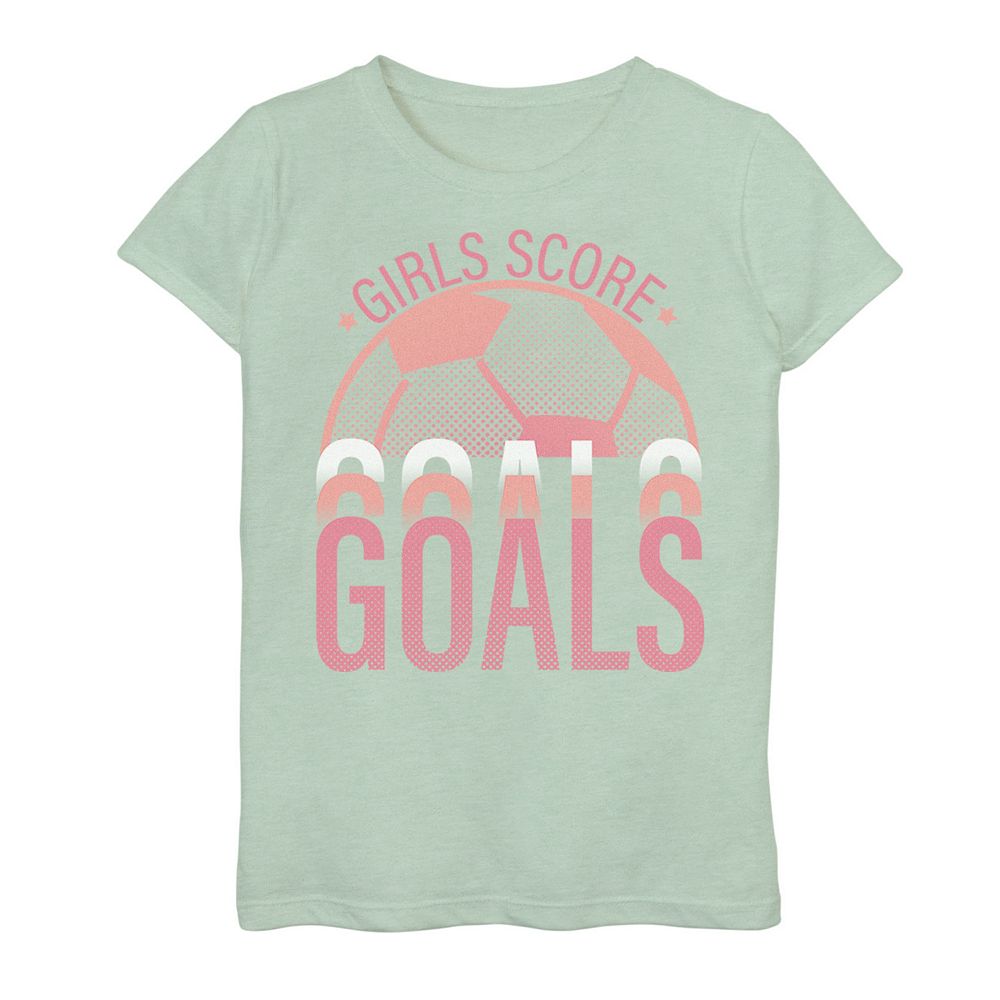 Girls 7-16 Girls Score Goals Pink Soccer Graphic Tee