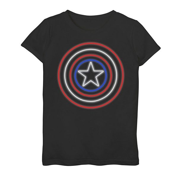 Girls 7-16 Marvel Captain America Avengers Shield Neon Light Graphic Tee