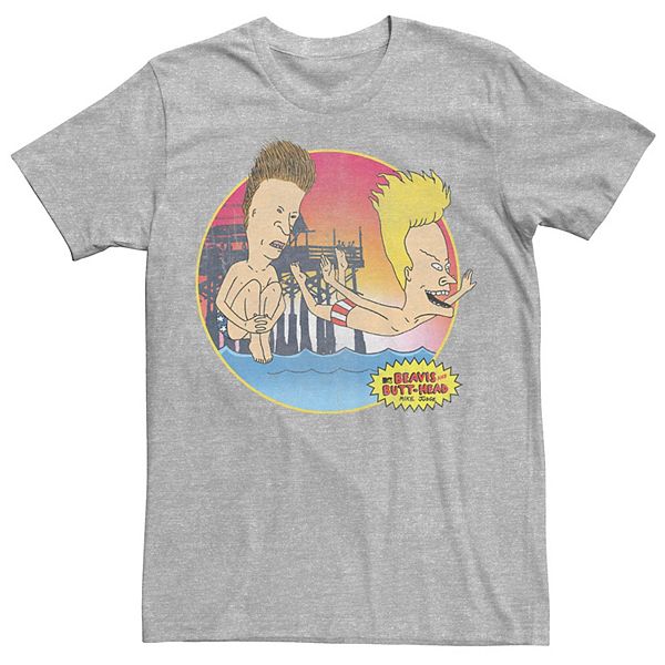 Men's Beavis & Butthead Belly Flop Beach Surf Portrait Tee