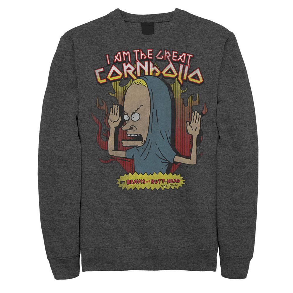Men's Beavis & Butthead Cornholio Fire Portrait Sweatshirt