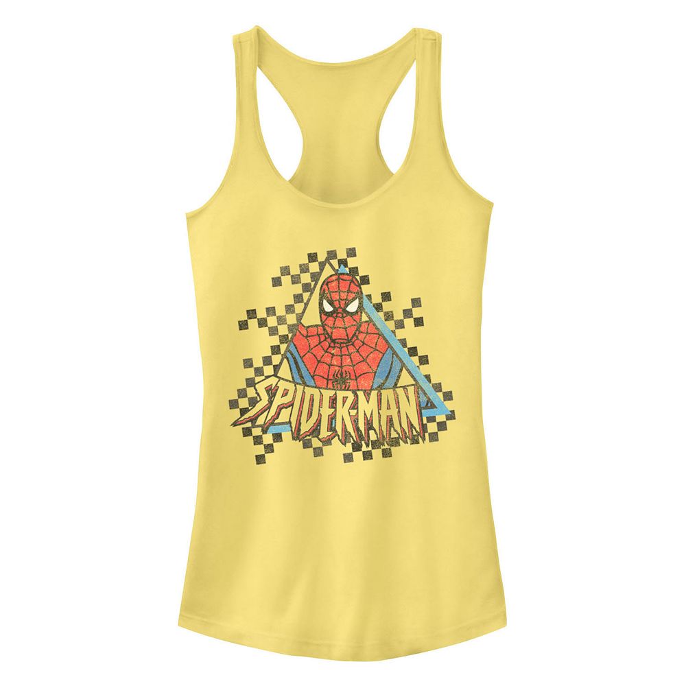 Juniors' Marvel Spider-Man Checkerboard Graphic Tank Top