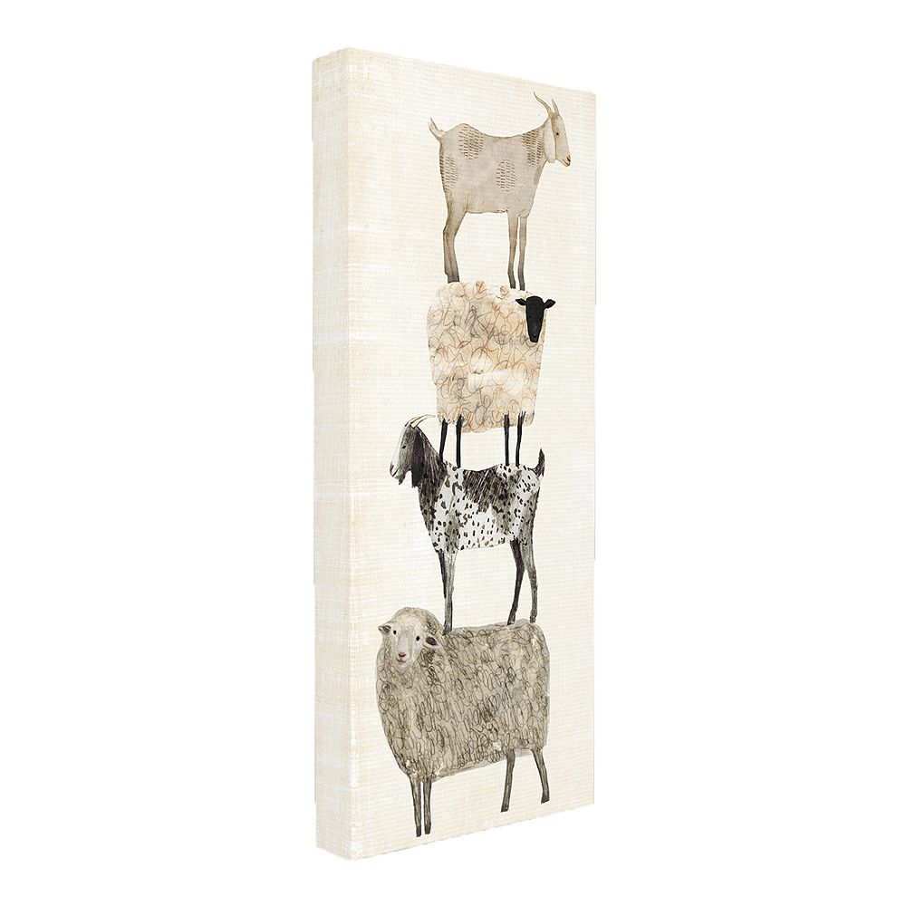 Stupell Home Decor Fun Stacked Sheep and Goats Farm Animals Stretched ...