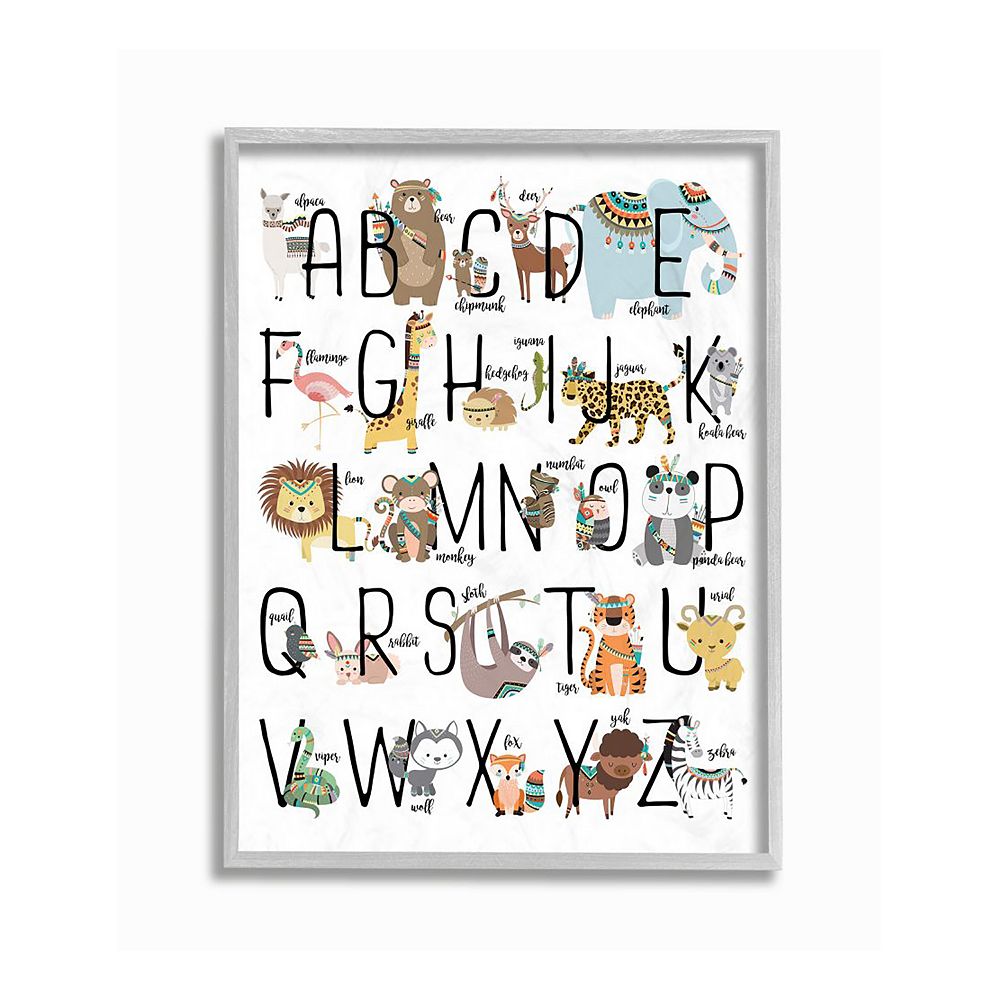 Stupell Home Decor Boho Animal ABCs Framed Wall Art