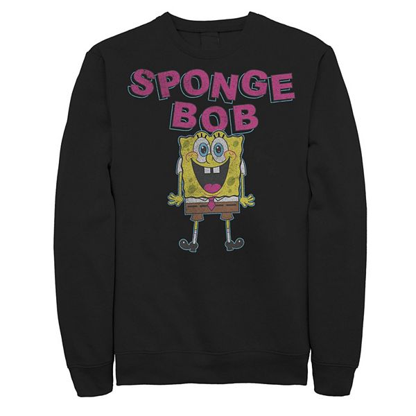 Men's Spongebob Simple Happy Distressed Portrait Sweatshirt