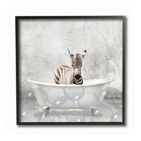 Stupell Home Decor Zebra Bath Time Framed Wall Art