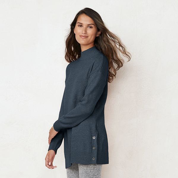 Women's LC Lauren Conrad Side-Placket Mockneck Tunic Sweater