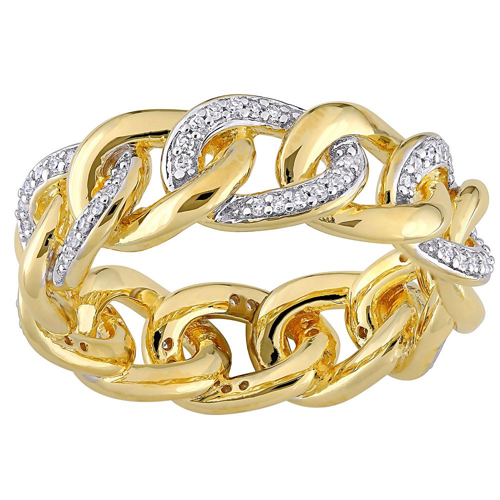 Stella Grace 18k Gold Over Silver 1/4 Carat T.W. Diamond Chain Ring
