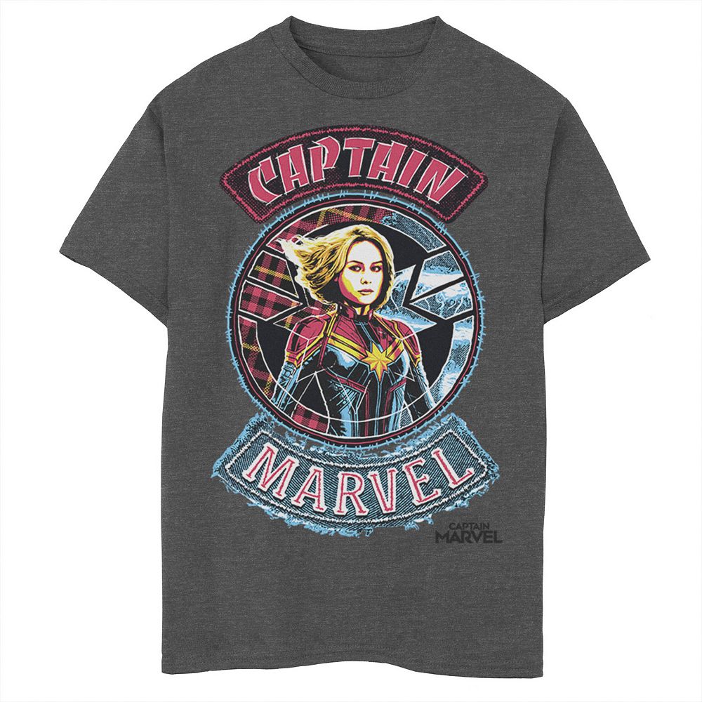 Boys 6-20 Marvel Captain Marvel Stitched Patched Portrait Graphic Tee