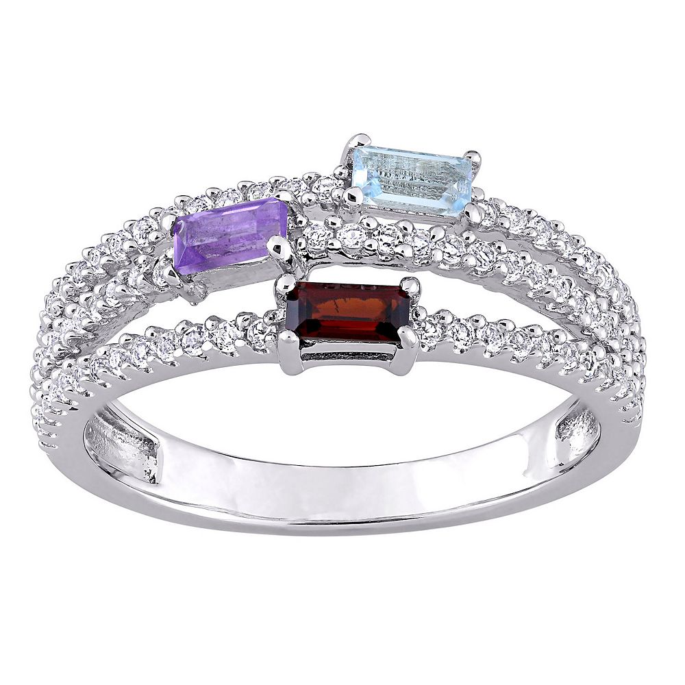 Stella Grace Sterling Silver Multi-Gemstone Split-Shank Ring
