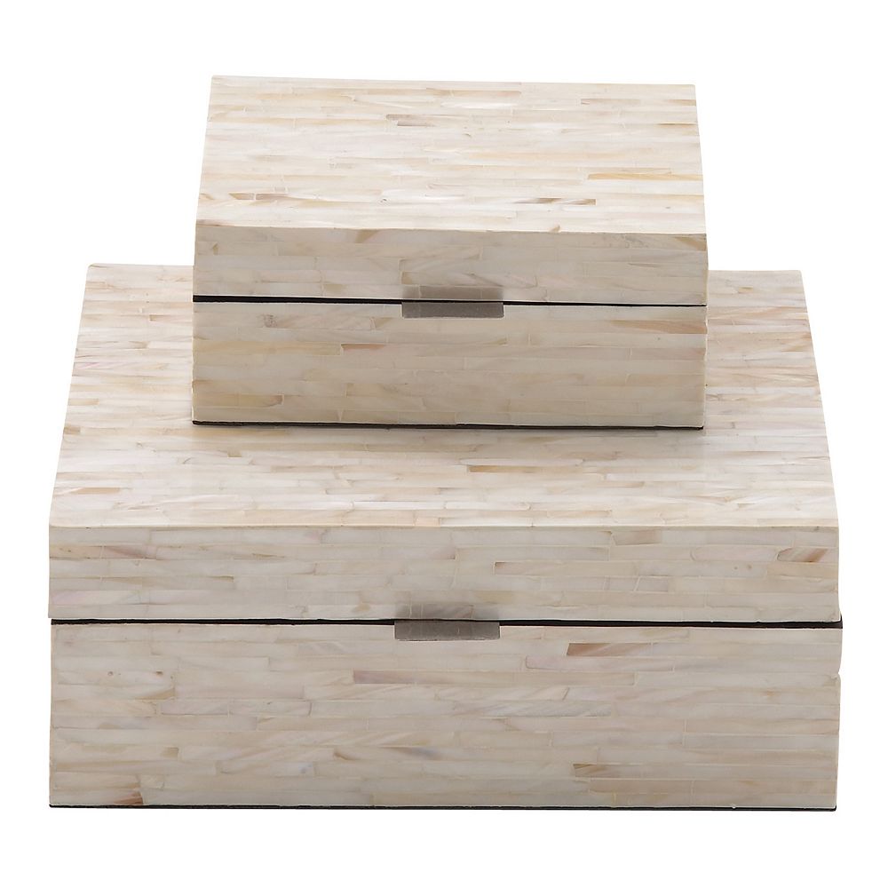 Stella & Eve Faux Mother of Pearl Decorative Box Table Decor 2-piece Set