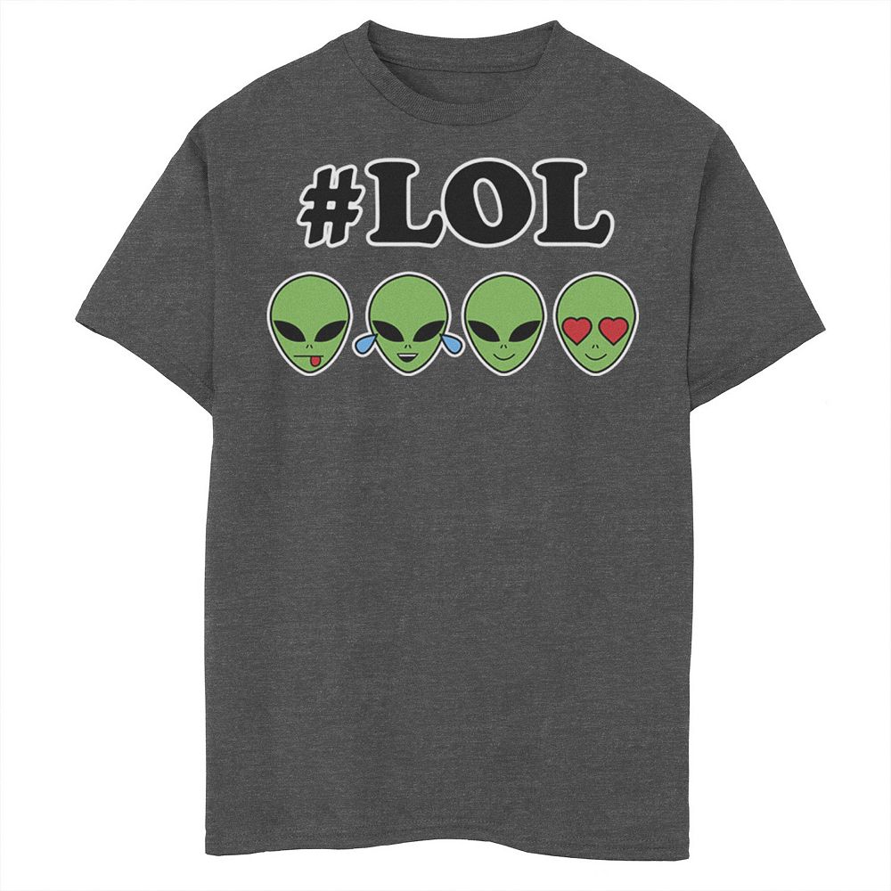 Boys 8-20 Hashtag LOL Alien Emotion Emoji Patch Graphic Tee