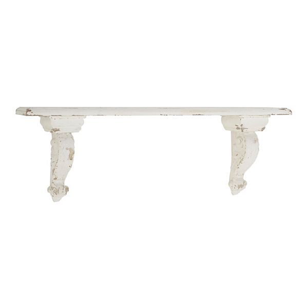 Stella & Eve Distressed White Wall Shelf