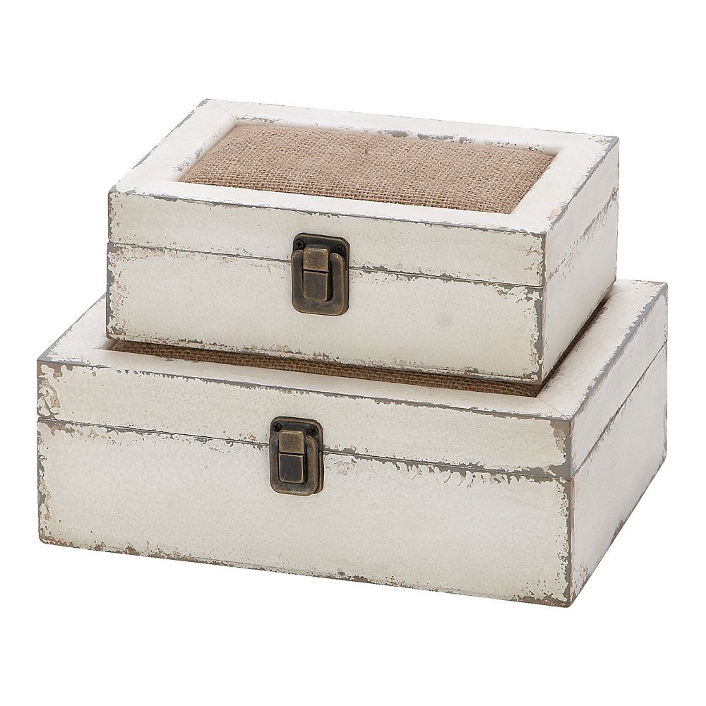 Stella & Eve Distressed Decorative Box Table Decor 2-piece Set