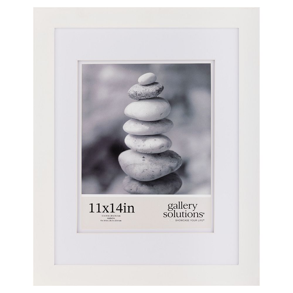 Gallery Solutions Double Mat Flat White Wall Frame
