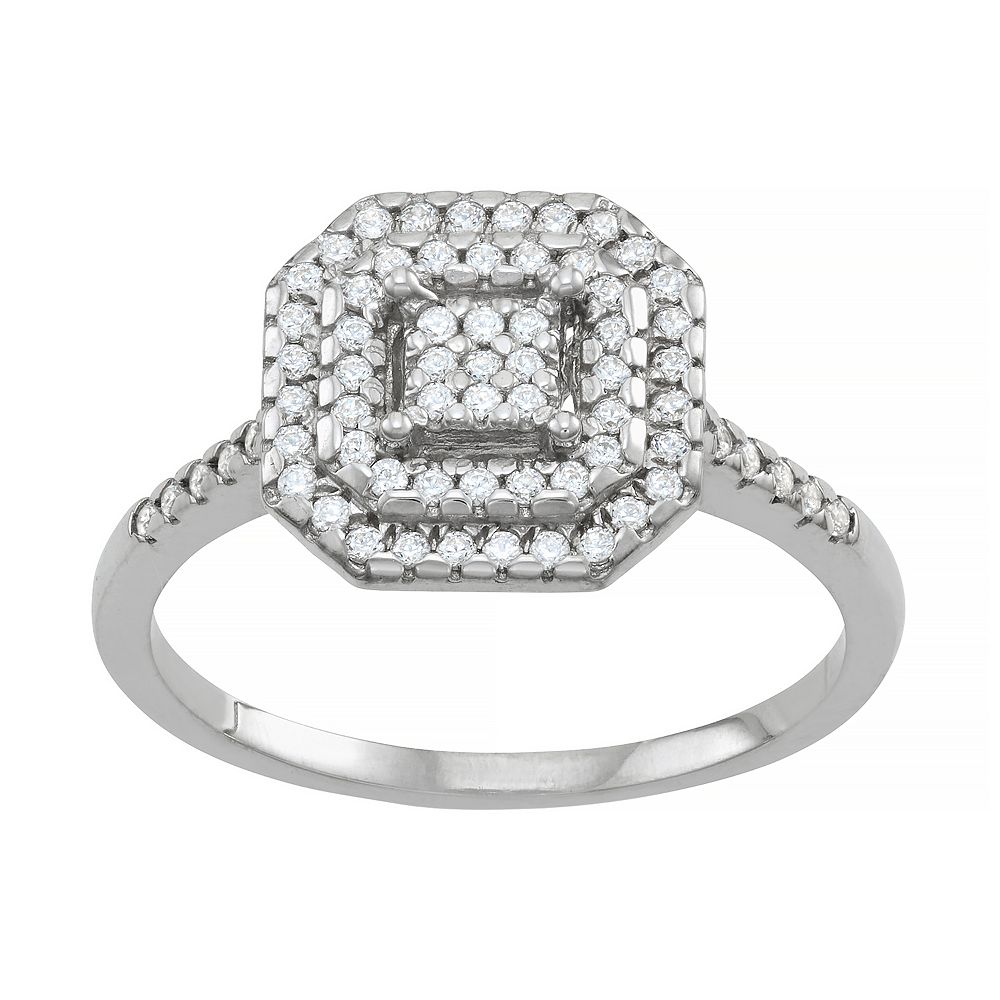 Tiara Sterling Silver 1/3 Carat T.W. Diamond Tiered Cluster Ring