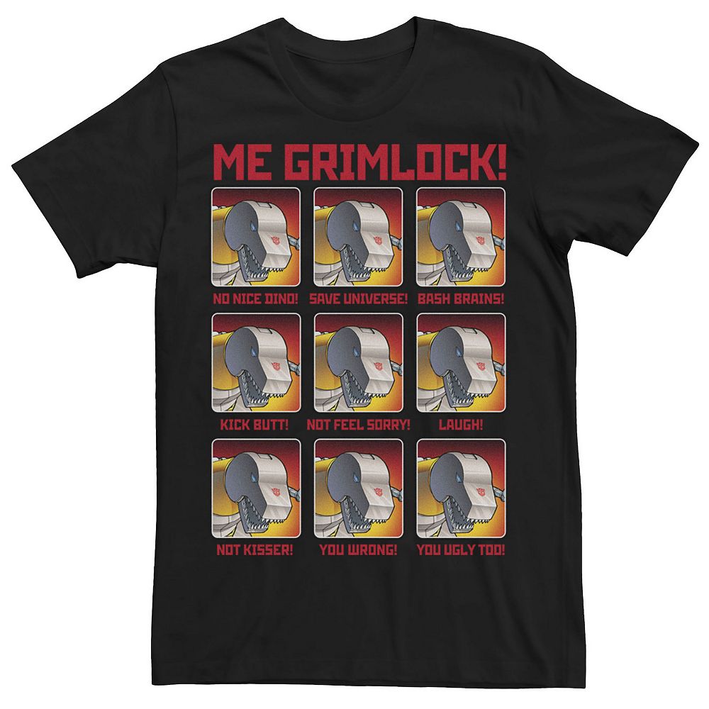 Men's Transformers Grimlock Emotes Grid Meme Tee