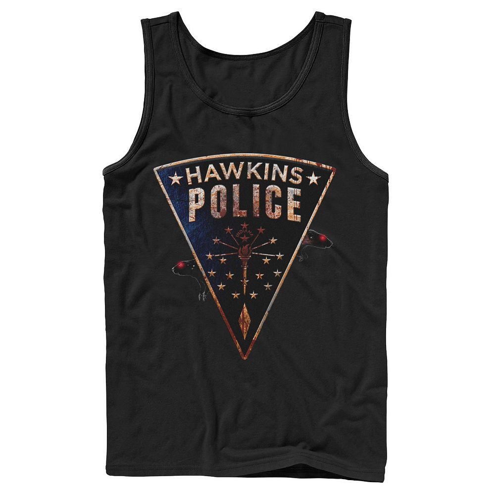 Men's Netflix Stranger Things Hawkins Police Rats Patch Tank Top