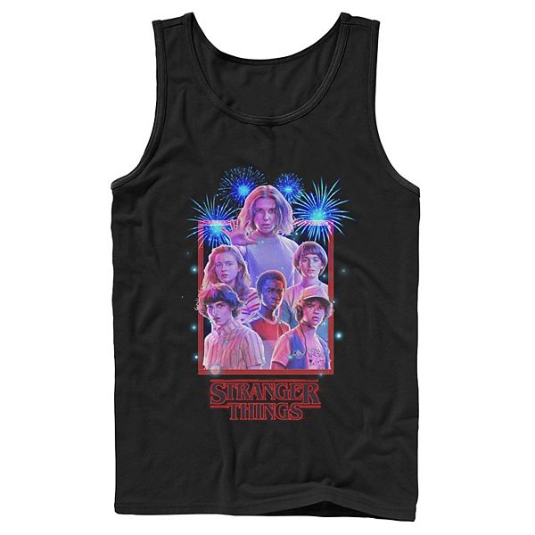 Men's Netflix Stranger Things Group Shot Fireworks Poster Tank Top