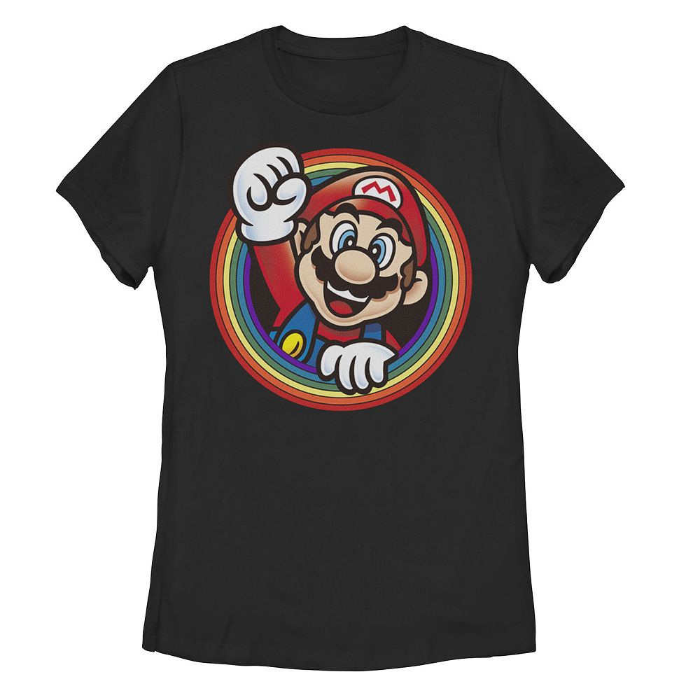 Juniors' Super Mario Pride Mario Rainbow Portrait Tee