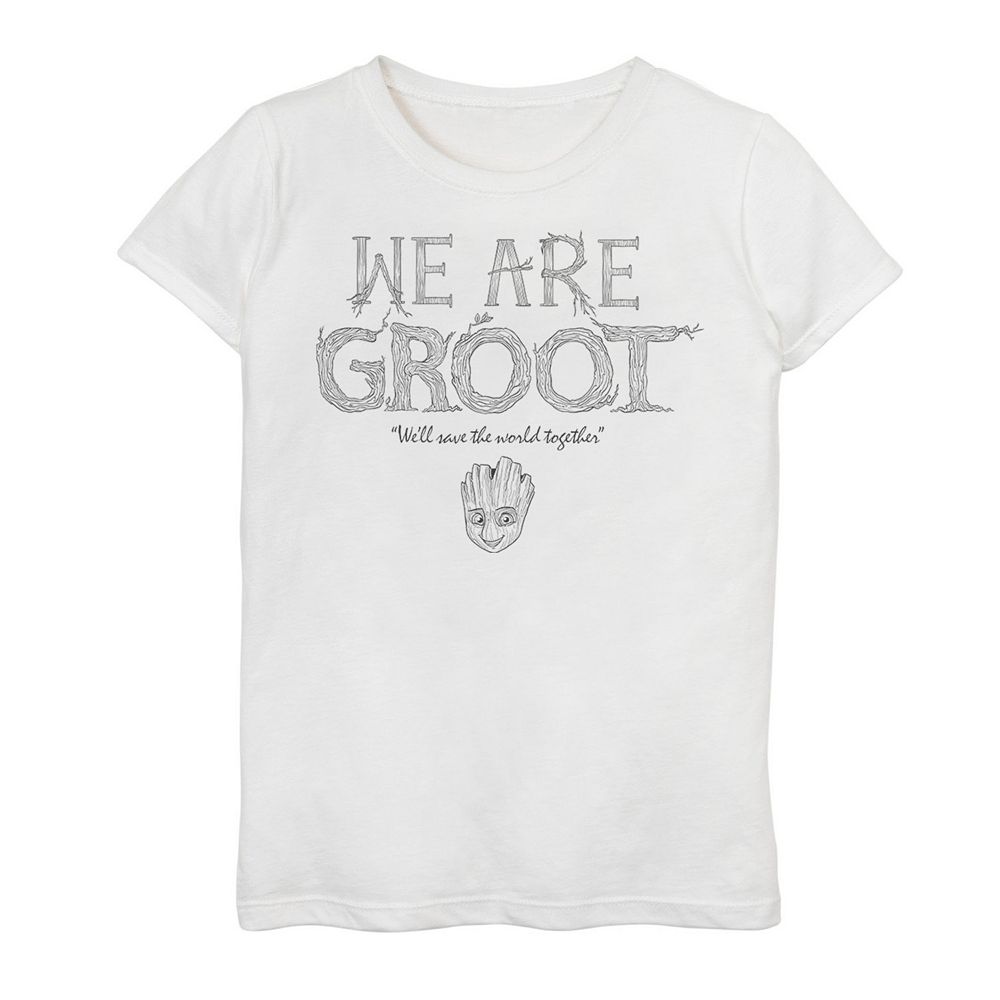 Girls 7-16 Marvel Groot Line Art Quote Graphic Tee