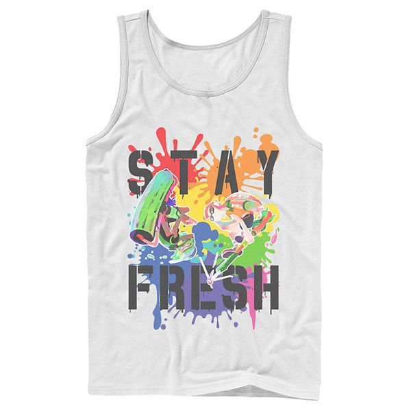 Adult Splatoon Pride Stay Fresh Rainbow Paint Splat Tank Top