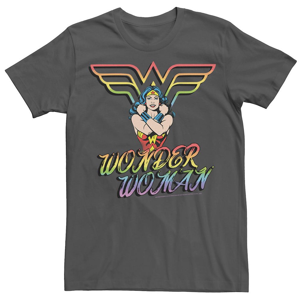 Adult DC Comics Pride Wonder Woman Rainbow Gradient Portrait Tee