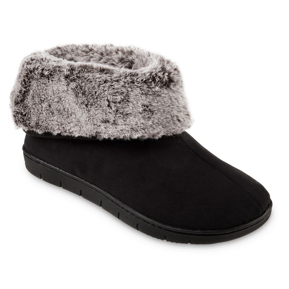 Women's isotoner Faux Fur Boot Slipper Made with Recycled Microsuede