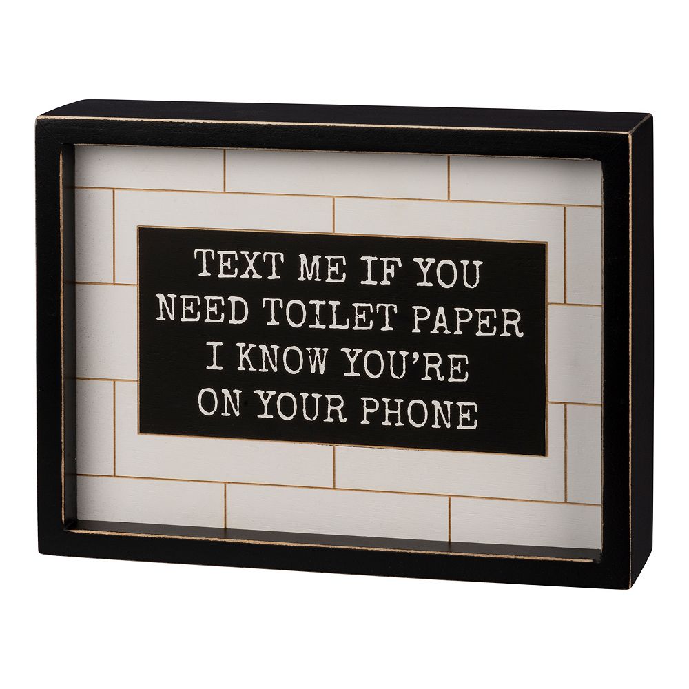 Text Me Toilet Paper Box Sign Wall Art By Kathy