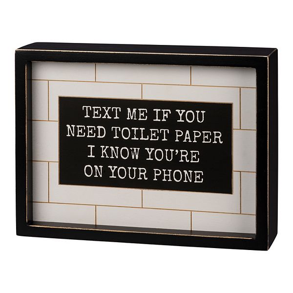 Text Me Toilet Paper Box Sign Wall Art By Kathy