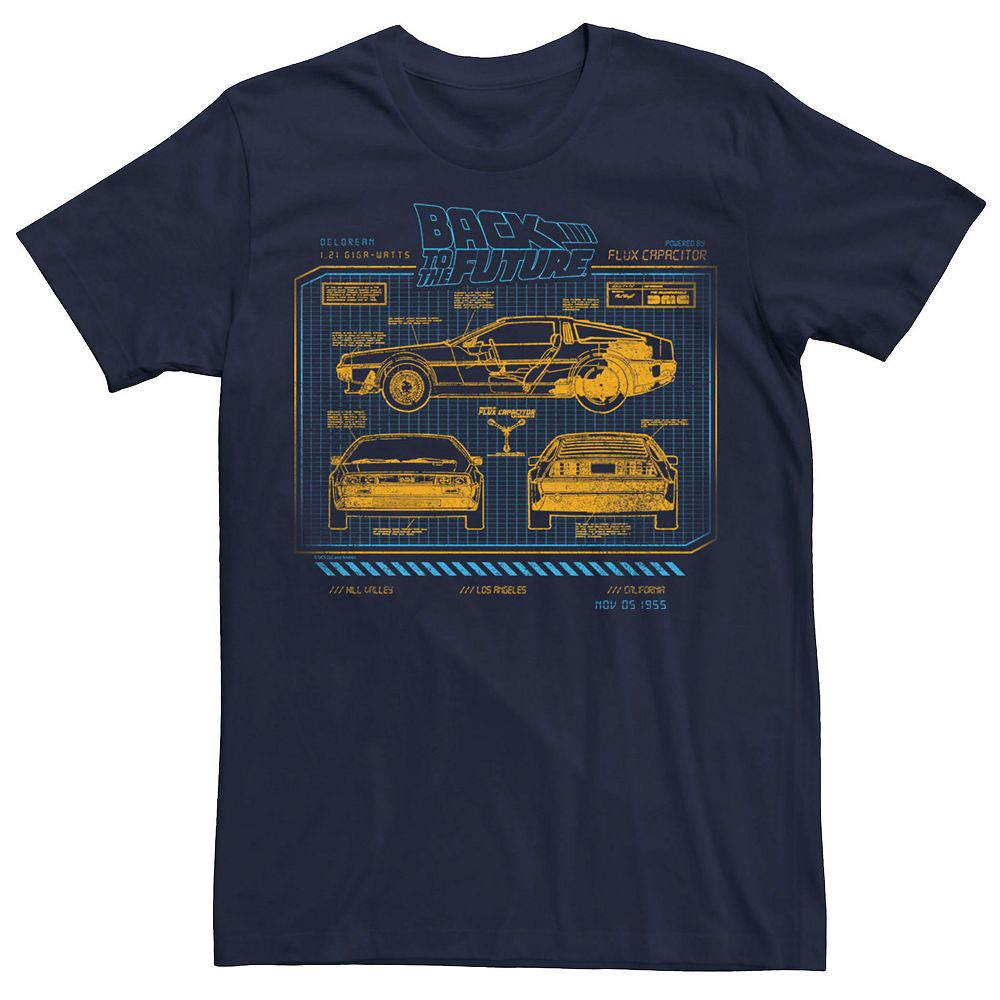 Men's Back To The Future Delorean Schematic Tee