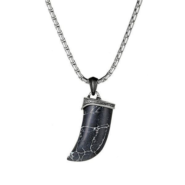Men's LYNX Black Ion-Plated Stainless Steel Tooth Pendant Necklace