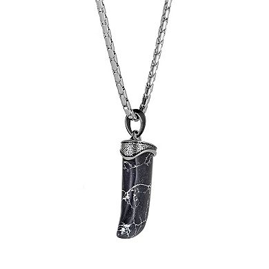 Men's LYNX Black Ion-Plated Stainless Steel Tooth Pendant Necklace