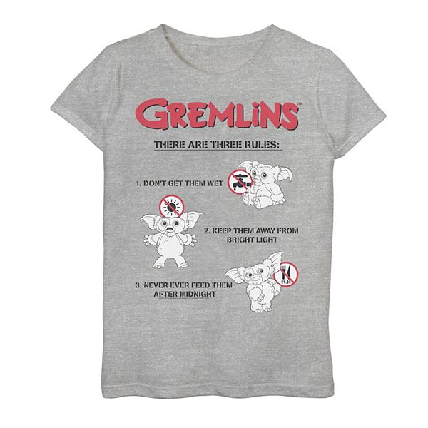 Girls 7-16 Gremlins There Are Three Rules Graphic Tee