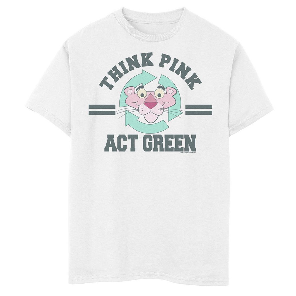 Boys 8-20 The Pink Panther Think Pink Act Green Logo Tee