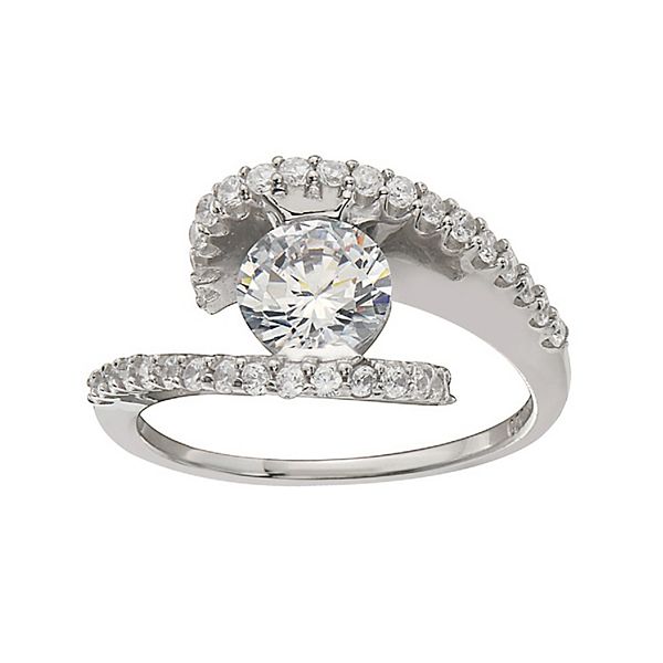 Sterling Silver Cubic Zirconia Bypass Ring
