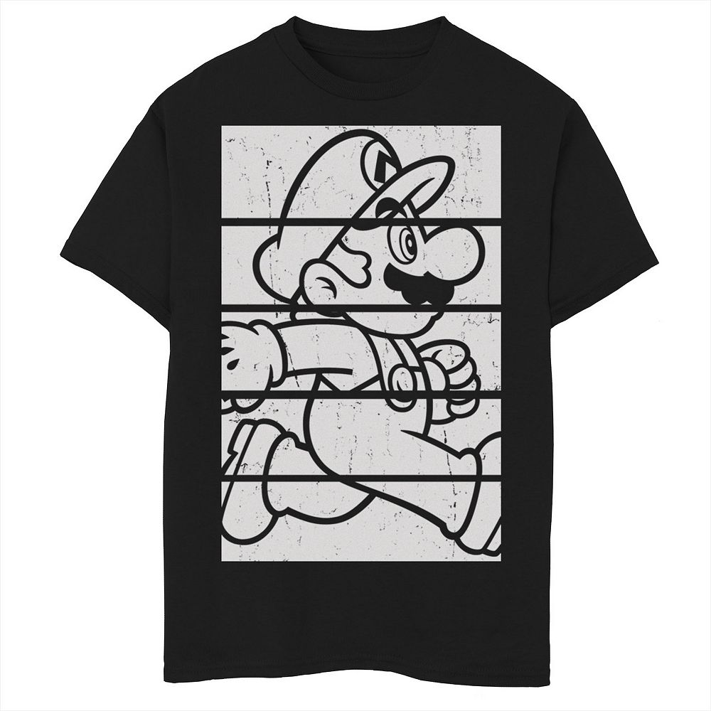 Boys 6-20 Nintendo Super Mario Block Panel Ornate Stack Outline Graphic Tee