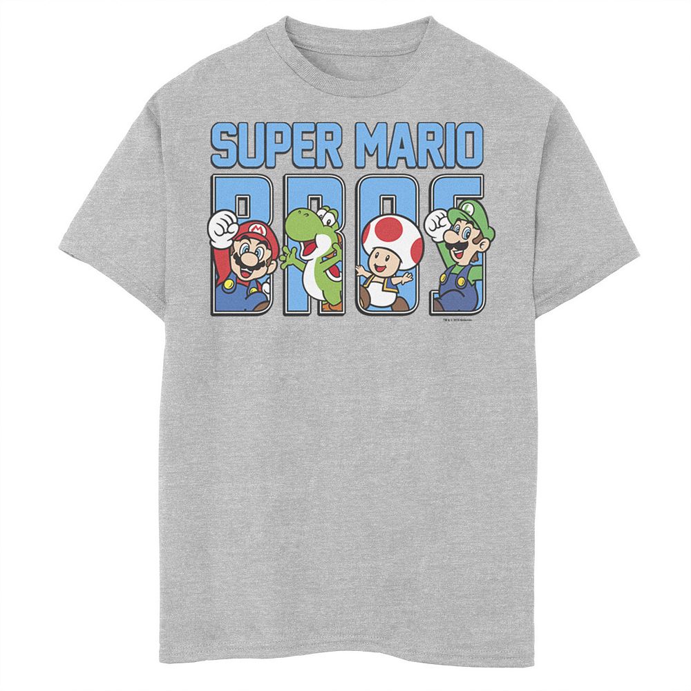 Boys 6-20 Nintendo Super Mario Bros Characters Letter Fill Graphic Tee