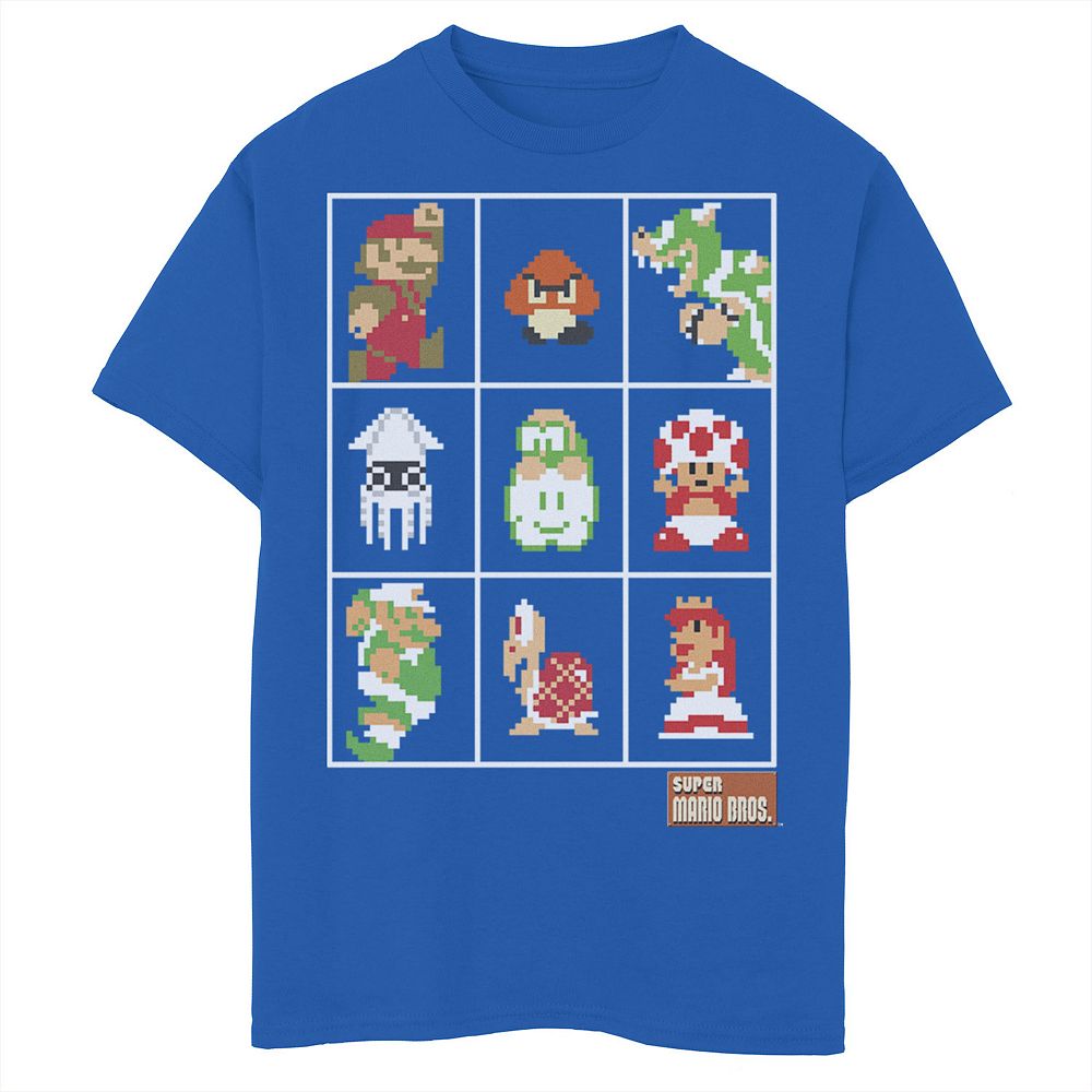 Boys 6-20 Nintendo Super Mario Group Shot Sprite Stacked Poster Graphic Tee