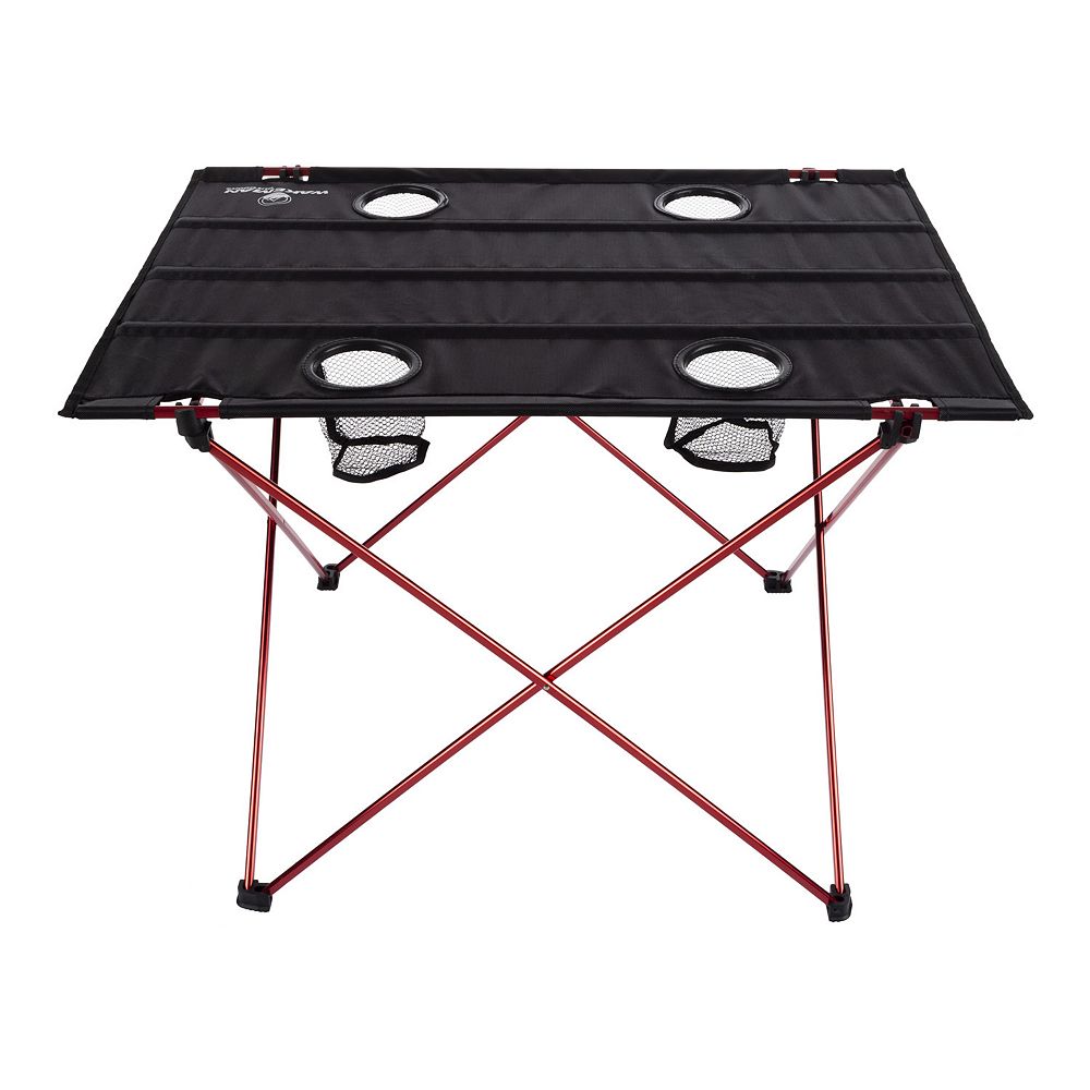 Wakeman Camping Folding Table with 4 Cupholders & Carrying Bag
