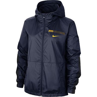 Women's Nike Navy Michigan Wolverines Woven Water Repellent Anorak ...