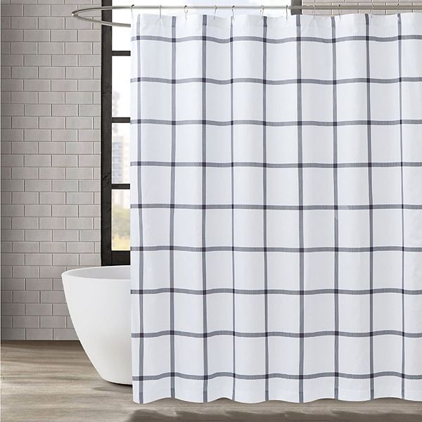 Truly Soft Printed Windowpane Shower Curtain